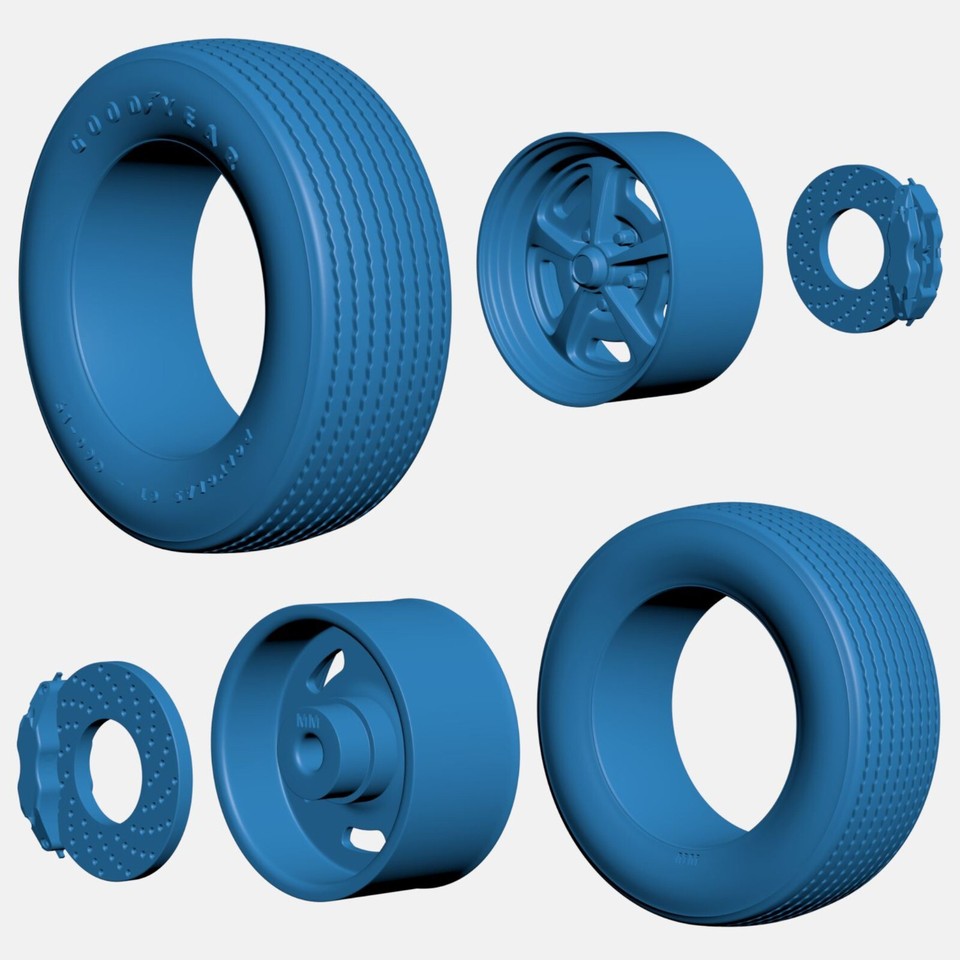 1/24 Resin 15 inch Magnum 500 Wheels, Goodyear Polyglas Tires, and ...