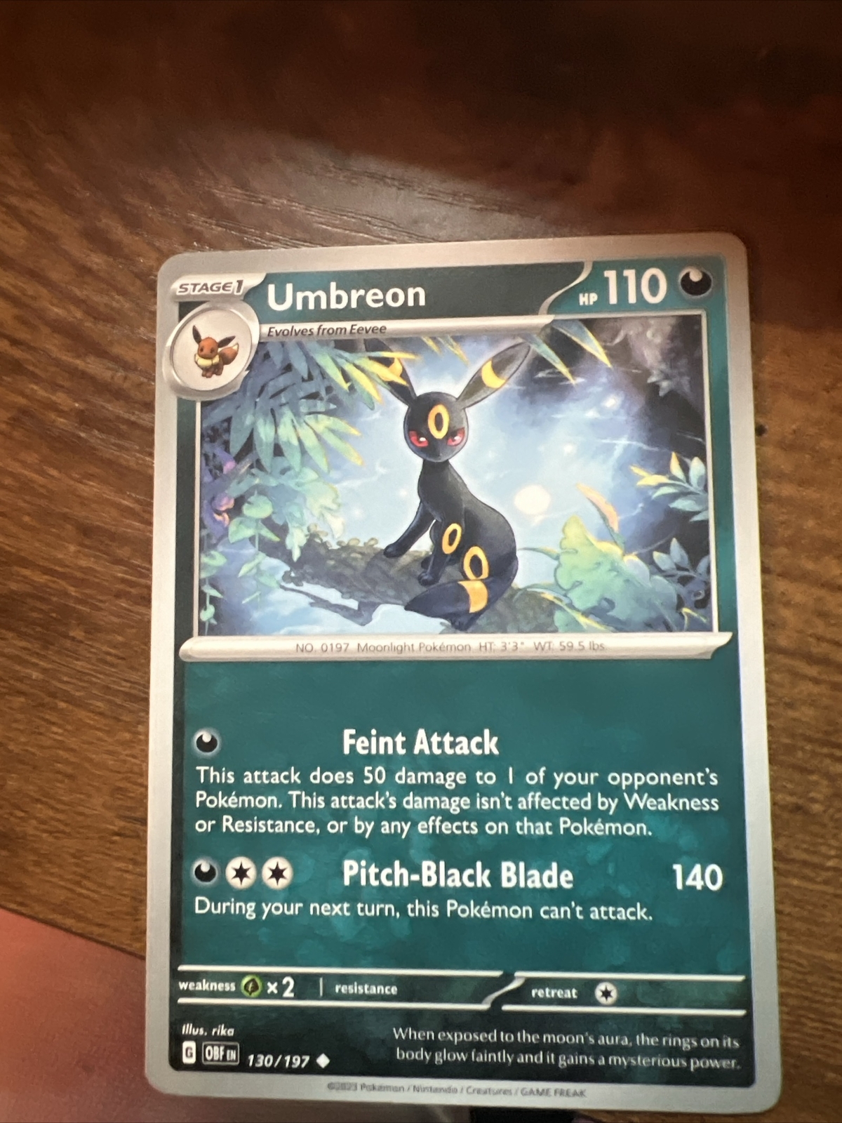 POKEMON Trading Card stage 1 Umbreon HP110 130/197 2023 | eBay