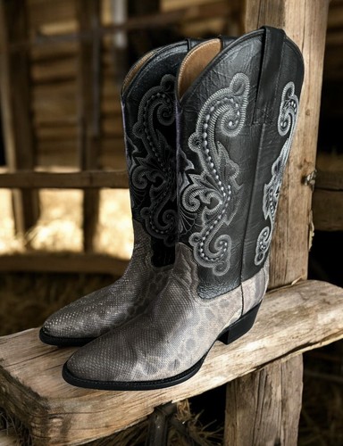 Circle G by Corral Natural Python Embroidery Boots L5685 S 11 EE Black ...