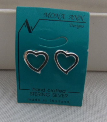 Sterling Silver 925 Heart Shaped Pierced Earrings #SL399 | eBay