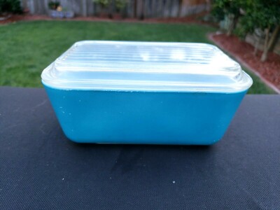Pyrex Turquoise Blue Refrigerator Dish 1.5 PINT 0502 6 3/4" X 4¼" X 2½ ...