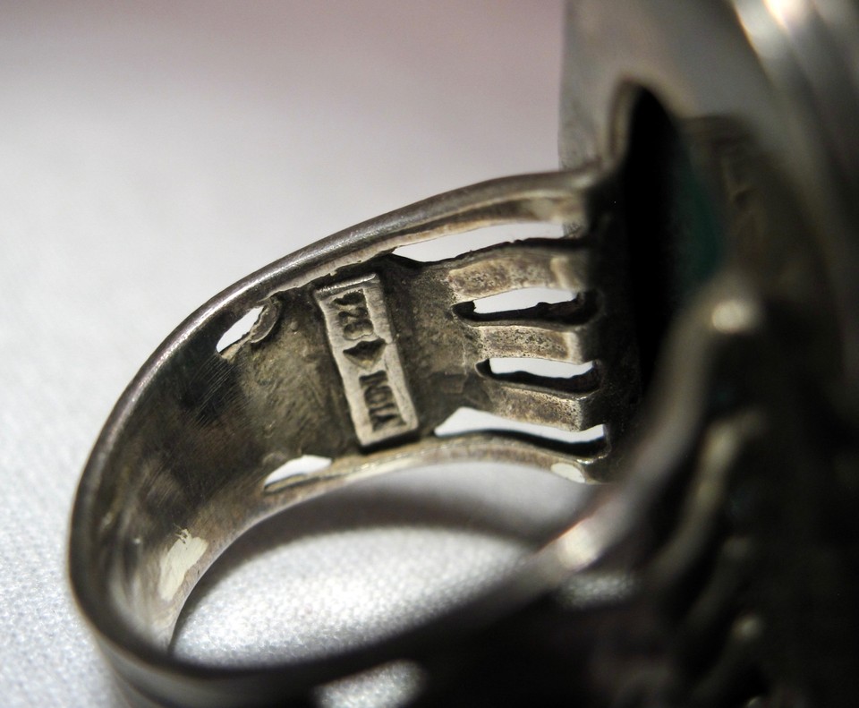 Vintage Sterling Silver India 925 Turquoise Ring Size 9 1/4 K1332 | eBay