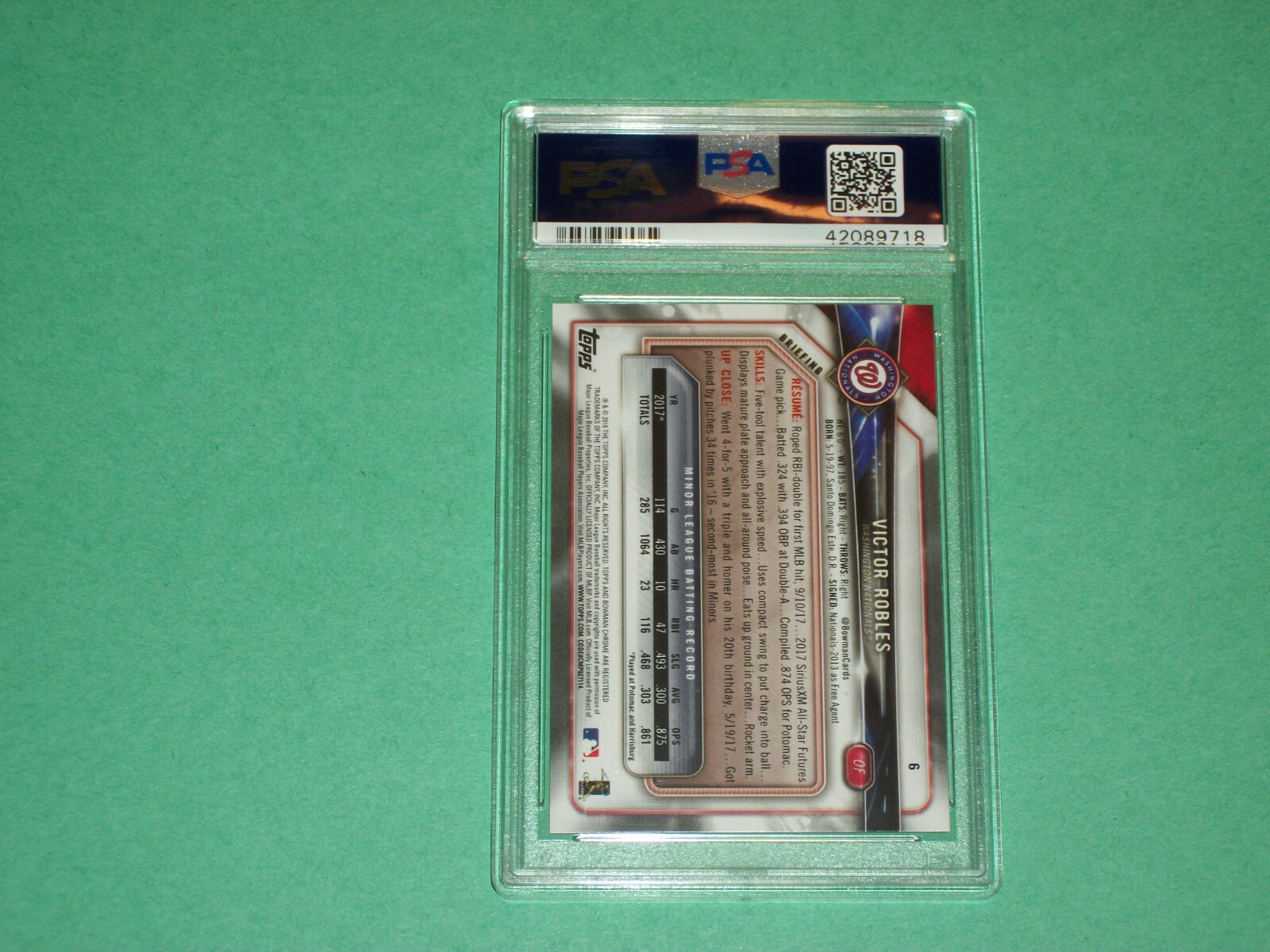 Victor Robles Rookie Card 2018 Bowman PSA 10 Washington Nationals World ...