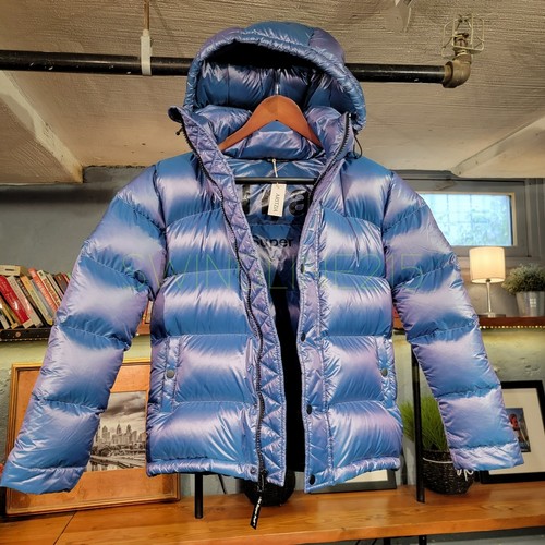 TNA Aritzia Super Puff 700 Down Jacket Iridescent Metallic Blue Women ...
