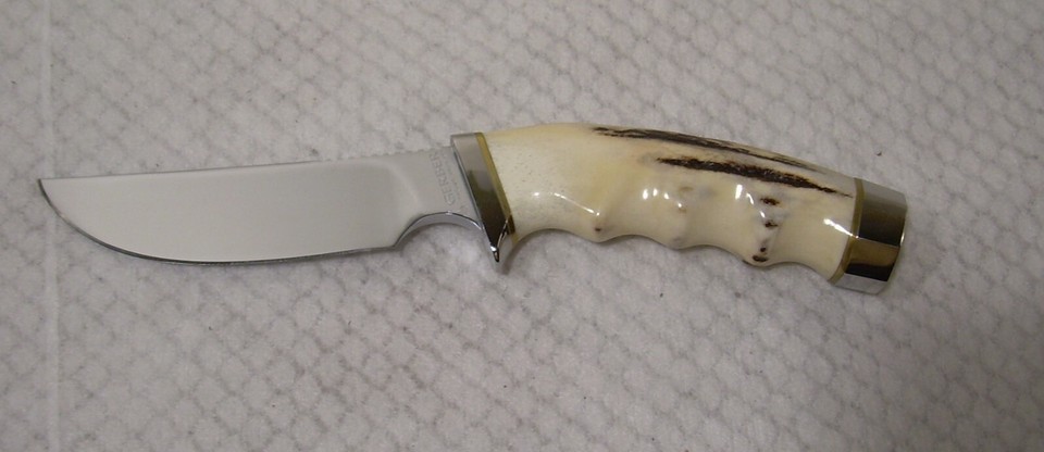 Vintage Gerber custom handcrafted hunting knife with Sambar stag handle ...