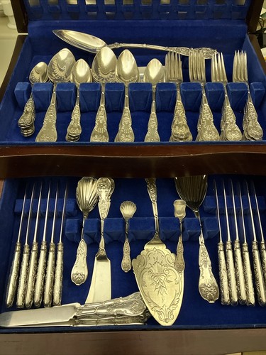 Wood & Hughes Coin Silver 100 Piece Grape Pattern Flatware For 12. | eBay