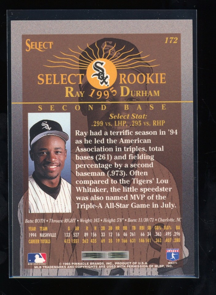 1995 Select Baseball Card #172 Ray Durham | eBay