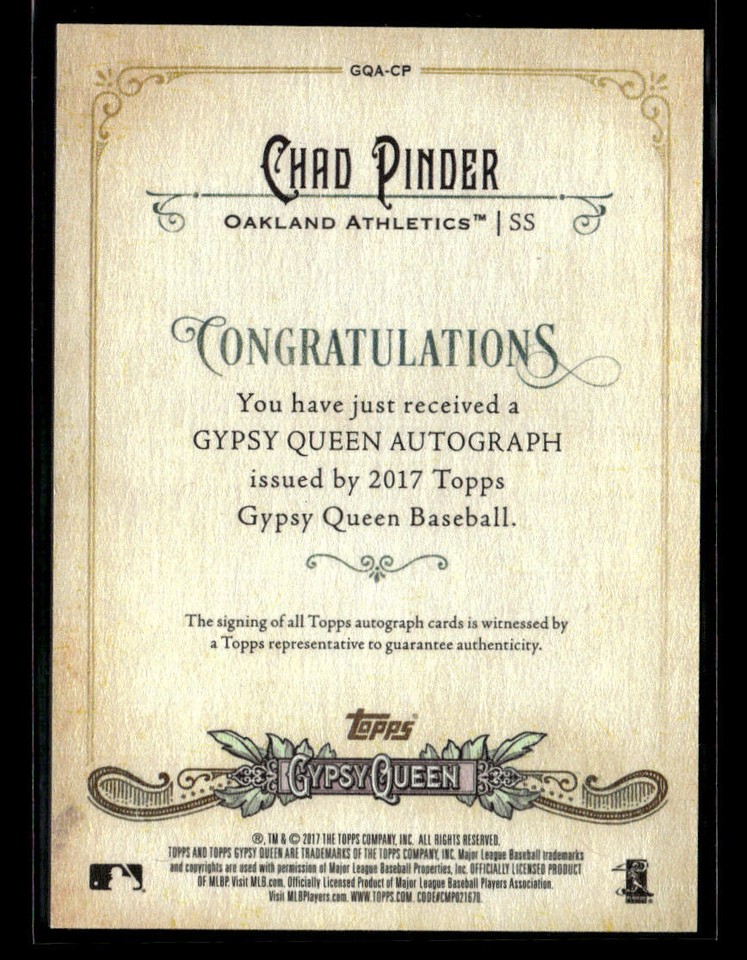 2017 Topps Gypsy Queen Autographs #GQACP Chad Pinder | eBay