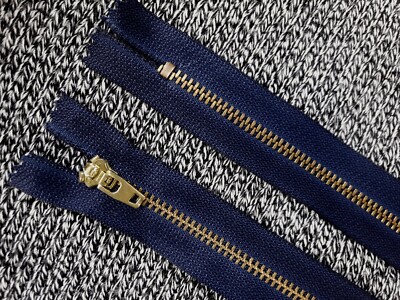 8" 20cm Navy Blue Closed End Brass Metal Zip Zips Zipper - Blue 8 Inch ...