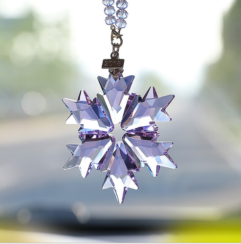 80MM Snowflake Crystal 7 Multicolor Glass Hanging Xmas Decor Suncatcher ...