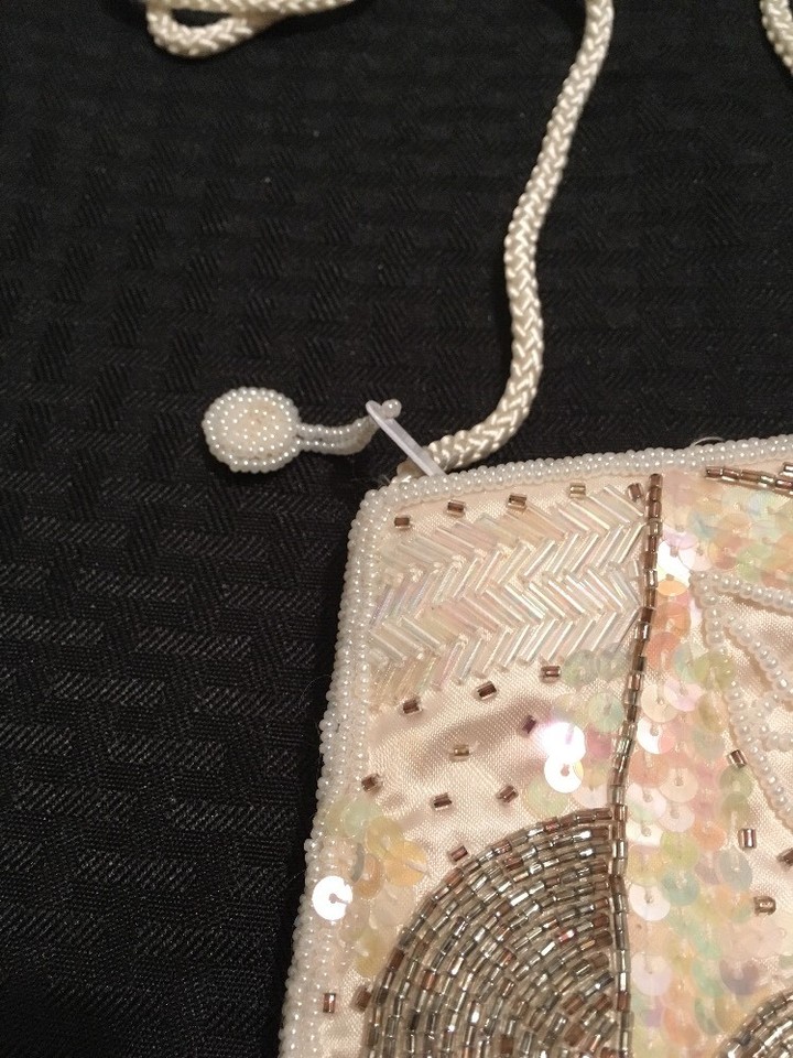 Genie White Beaded Sequined Evening Purse | eBay