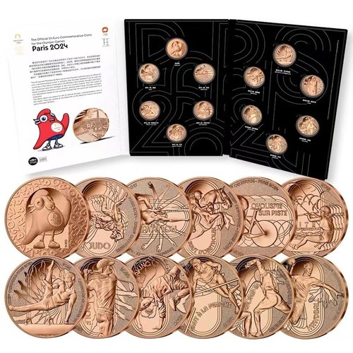 2024 Paris Olympics Official copper coins set- 1/4€ 12pcs Sports Coins ...