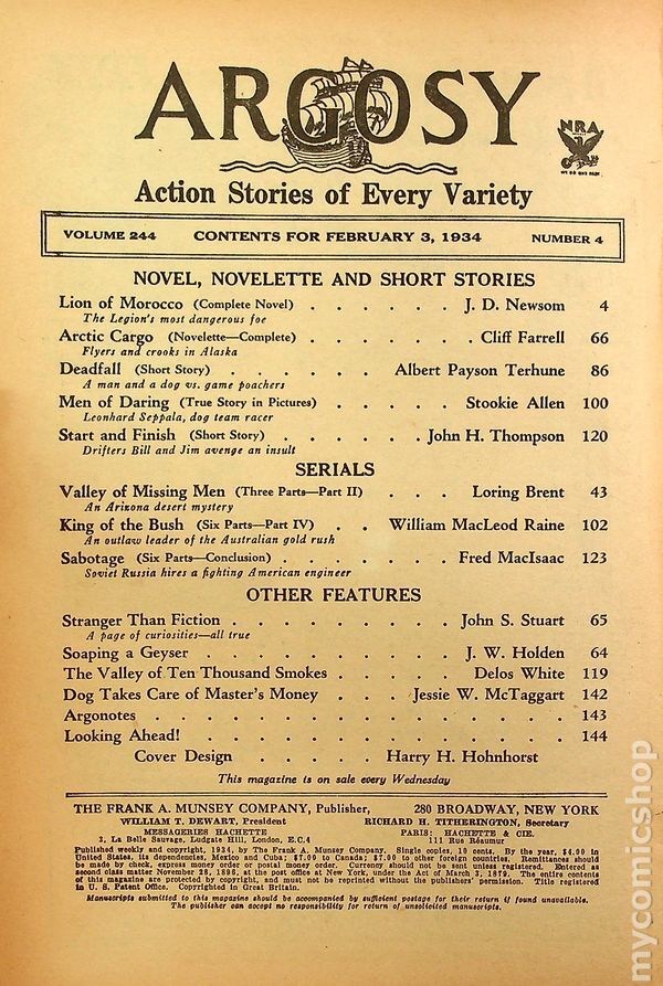 Argosy Part 4: Argosy Weekly Feb 3 1934 Vol. 244 #4 FR 1.0 Low Grade | eBay