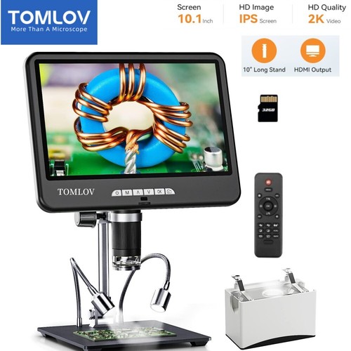 TOMLOV DM402 Pro 2K Digital Microscope 1200x 10.1" IPS LCD Coin Magnifier | eBay