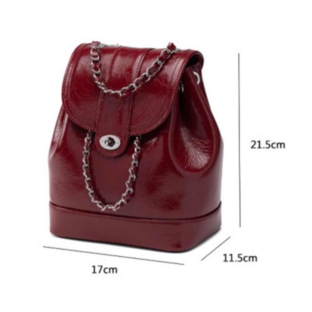 Mini Travel Leather Autumn Winter Shoulder Bag Oil Wax Chains Backpack ...