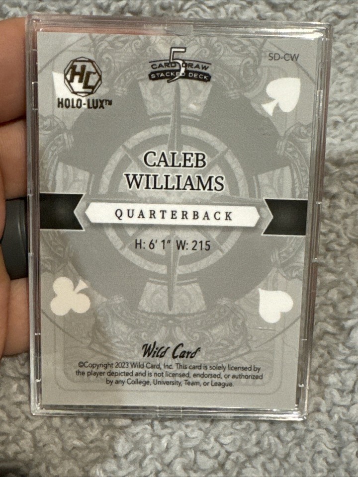 2023 Wild Card 5 Card Draw Stacked Deck Caleb Williams White Joker 1/1 | eBay