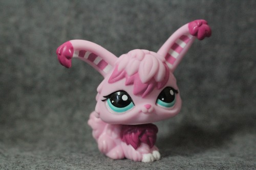 Authentic Littlest Pet Shop LPS Pink Striped Angora Bunny Rabbit #2132 ...