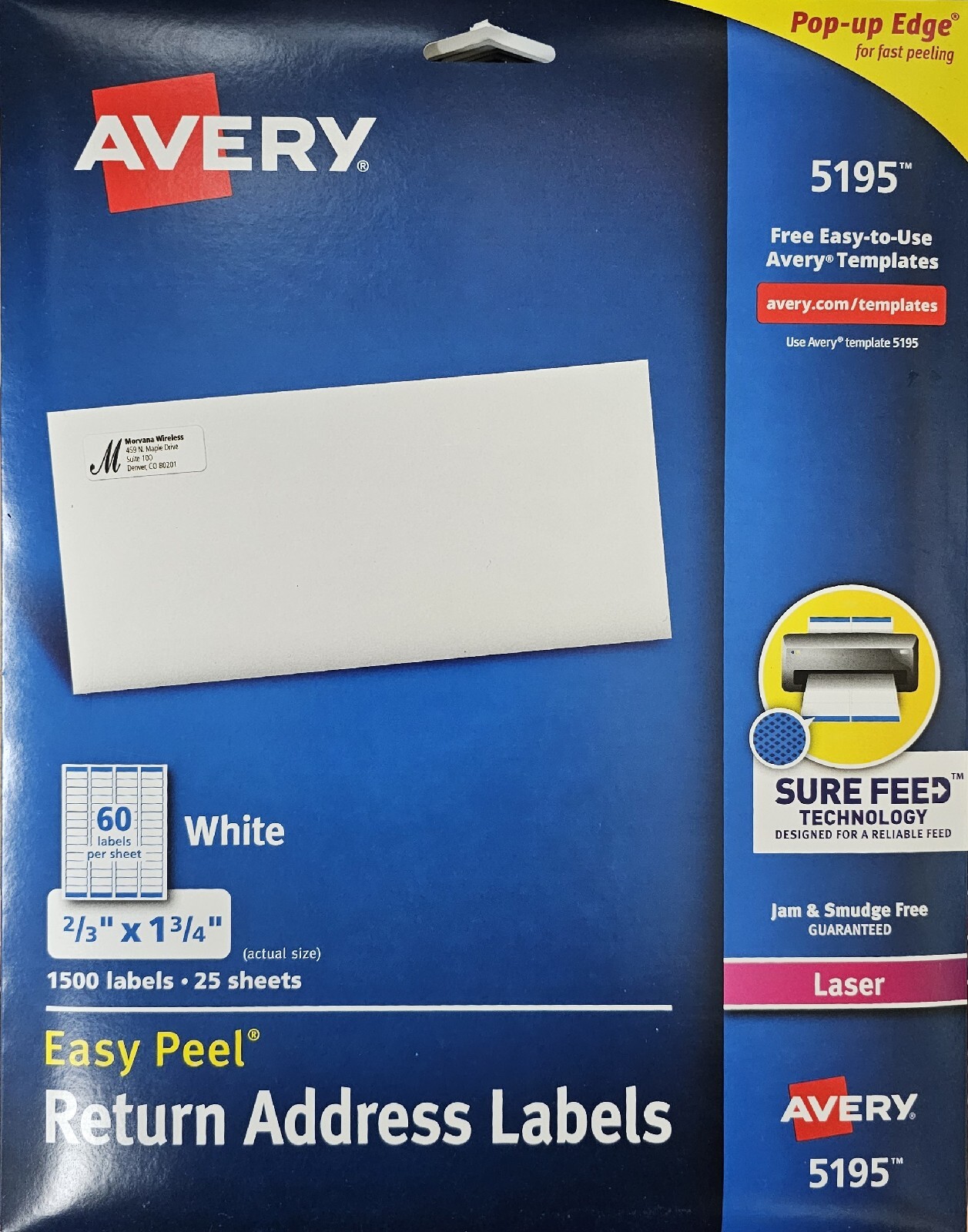Avery Easy Peel Mailing Address Labels Laser 2/3 x 1 3/4 White 1500 ...