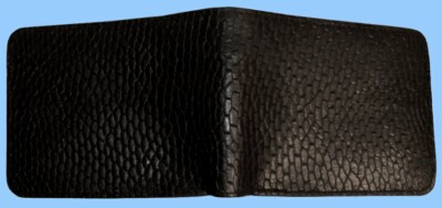 New MENS BLACK GENUINE BEAVER TAIL LEATHER-BIFOLD WALLET-OSTRICH ...