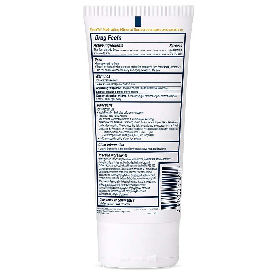 CeraVe Sunscreen Body Lotion, Broad Spectrum SPF 50, 5 fl oz ...