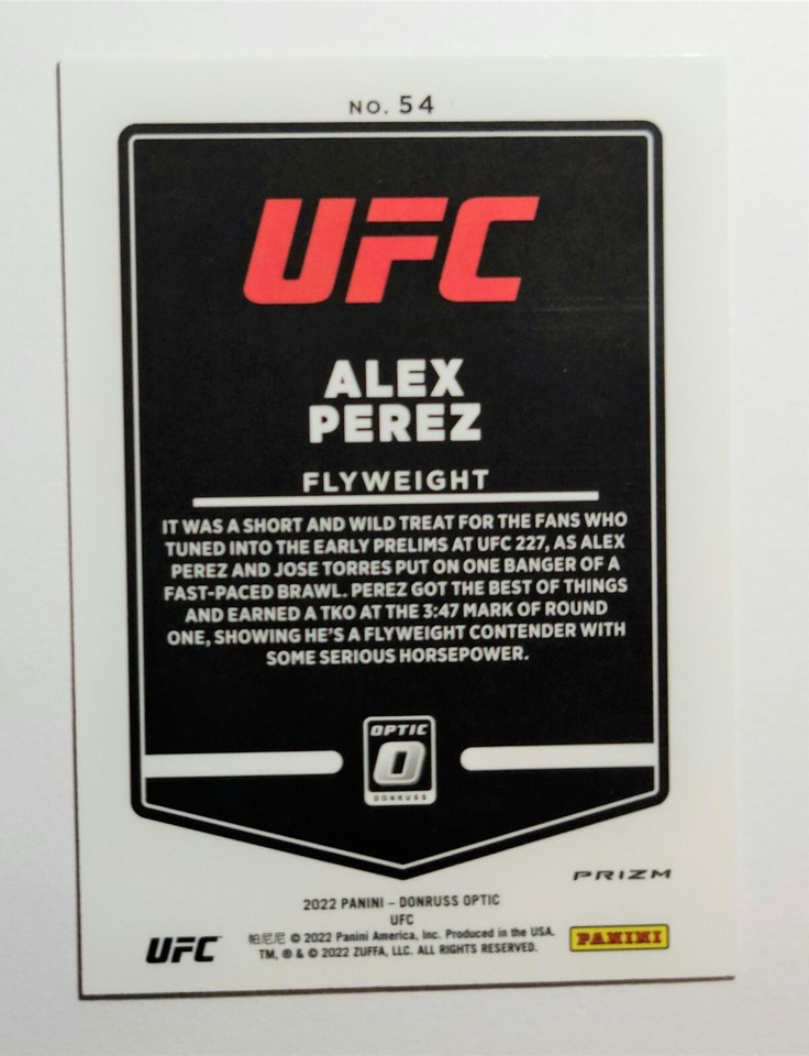 Alex Perez 2022 Panini Donruss Optic UFC #54 Holo Parallel Flyweight | eBay