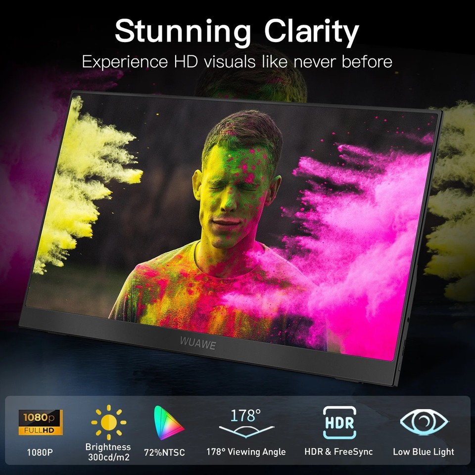 15.6" Portable Monitor 1080P USB-C HDMI Travel External Display for ...