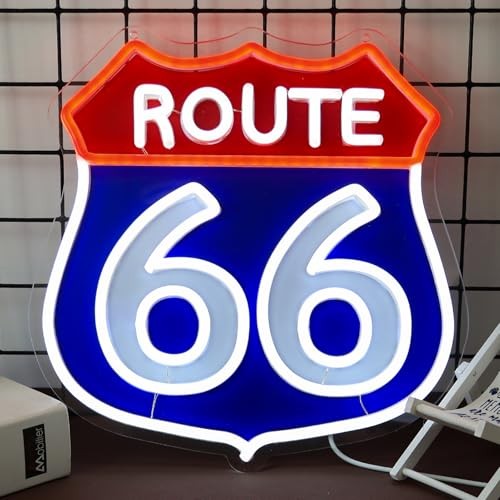 Route 66 Neon Signs,LED Vintage 66 Road Lights, Room Decor for Garage ...