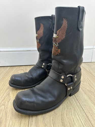 Harley Davidson Black Steel Toe Harness Motorcycle biker Boots UK 11 US ...