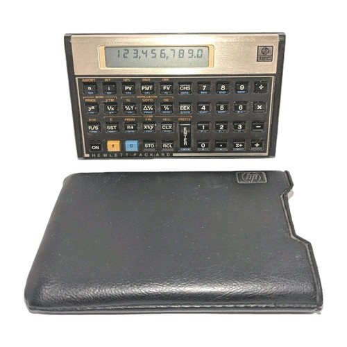 Vtg HP 12C Financial Calculator & Orig Cover Hewlett Packard 80s USA ...