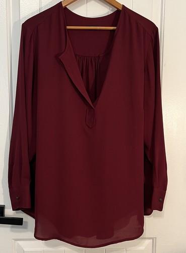 Premise Studio Blouse Women's Sz 2X Long Sleeve Pullover Burgundy Shirt Top | eBay