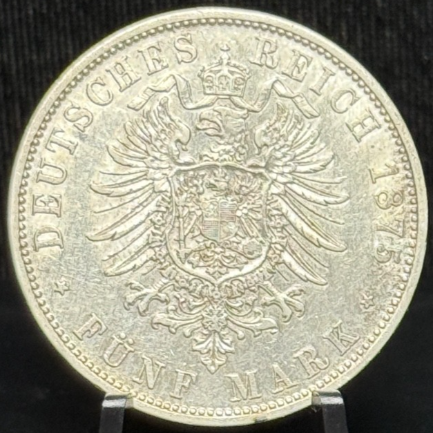 1875 D 5 Mark Silver German States Funf Mark | eBay