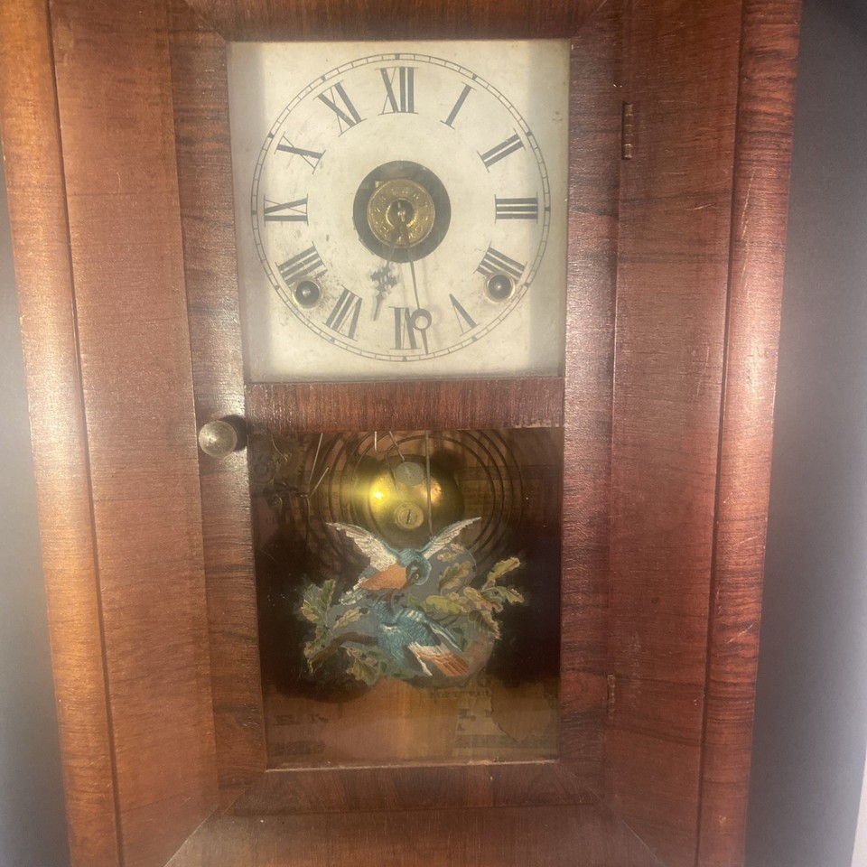 ANTIQUE E.N. WELCH OG CLOCK with Alarm, Time/Strike 17 1/2" X 14 1/2 ...