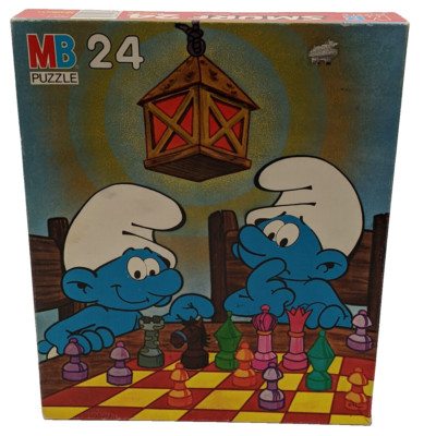 NEW Smurfs 1982 Milton Bradley 24 pc Puzzle Chess #42786 Rare Unopened ...
