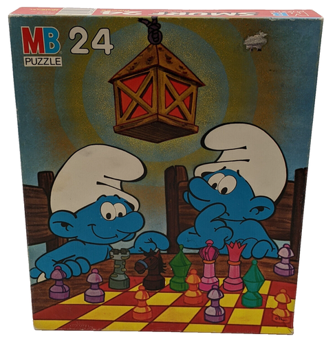 NEW Smurfs 1982 Milton Bradley 24 pc Puzzle Chess #42786 Rare Unopened ...