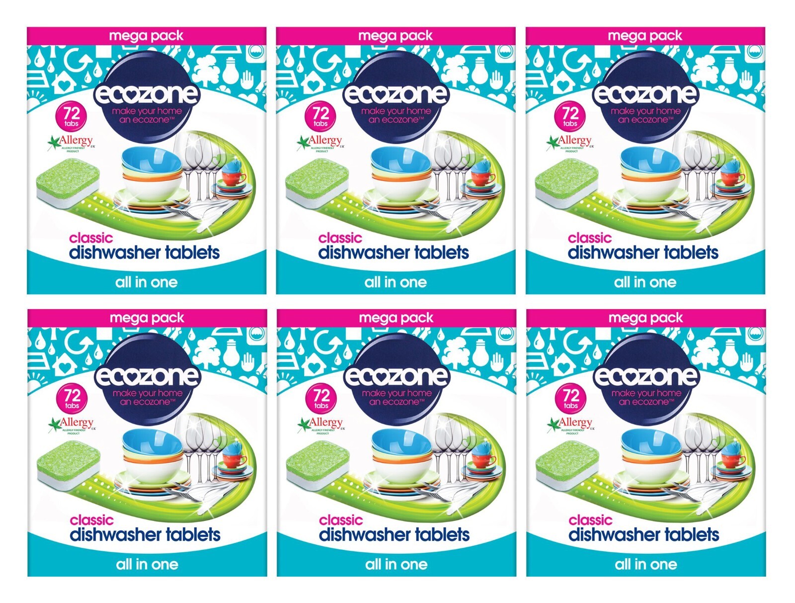 Ecozone Classic Dishwasher Tablets All in One Pack of 72 Chemical & Residue Free | eBay UK