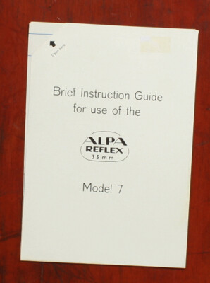 ALPA MODEL 7 BRIEF INSTRUCTIONS FOR USE/156181 | eBay