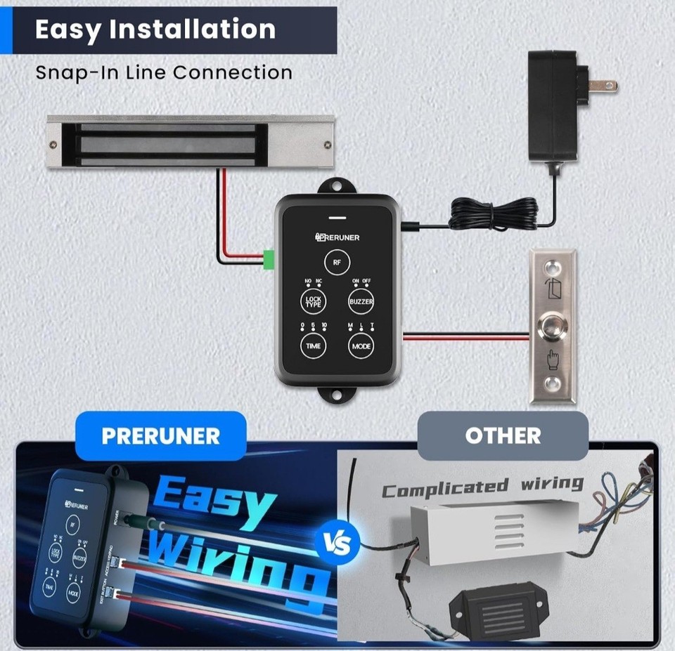 600lbs Electromagnetic Door Lock - Access Control Outswinging w 2 ...