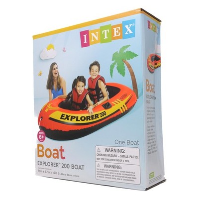 INTEX Explorer 200 Inflatable Boat: Dual Chambers, Oar Locks, Rope ...