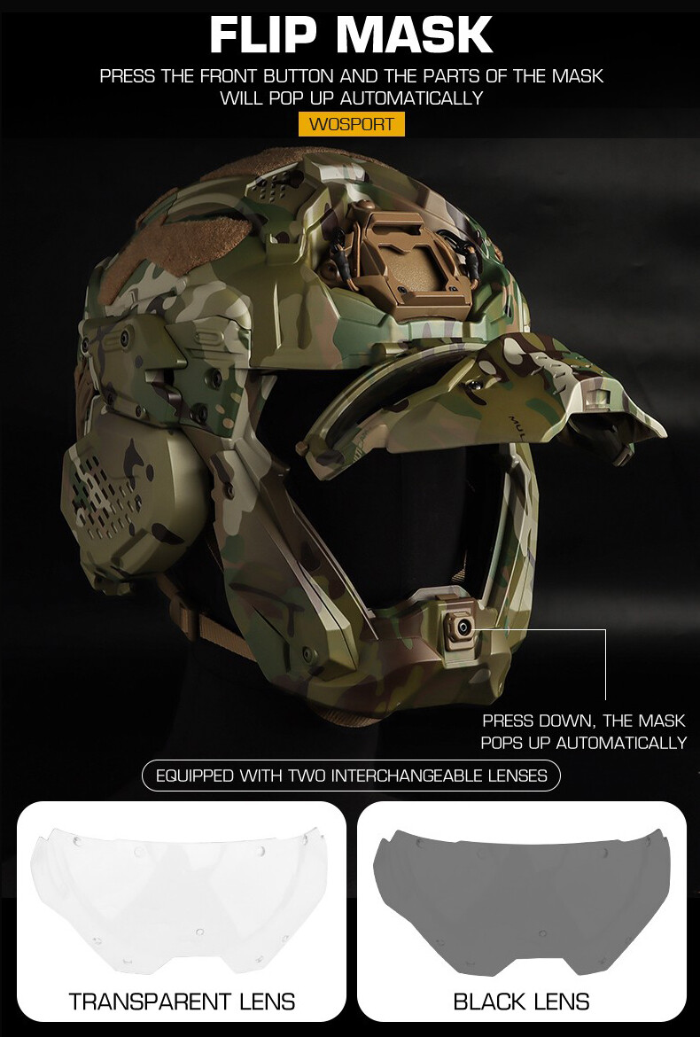 Tactical Assault Helmet Ii Built-In Headset with Mask Anti-Fog Mini Fan ...