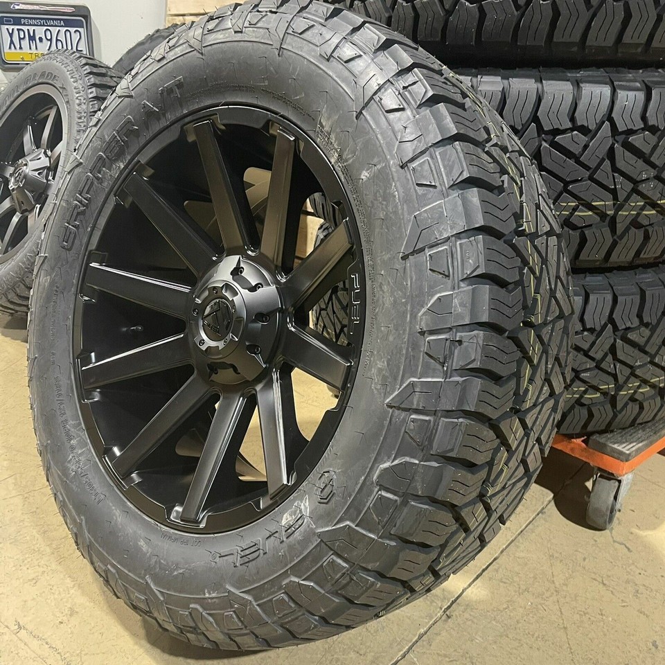 4) 20x9 Fuel D437 Contra Black Wheels 33" AT Tires 6x5.5 19+ Dodge Ram ...