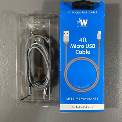 Just Wireless Durable 4 Ft. USB A to Micro USB Cable Extra Strength for ...