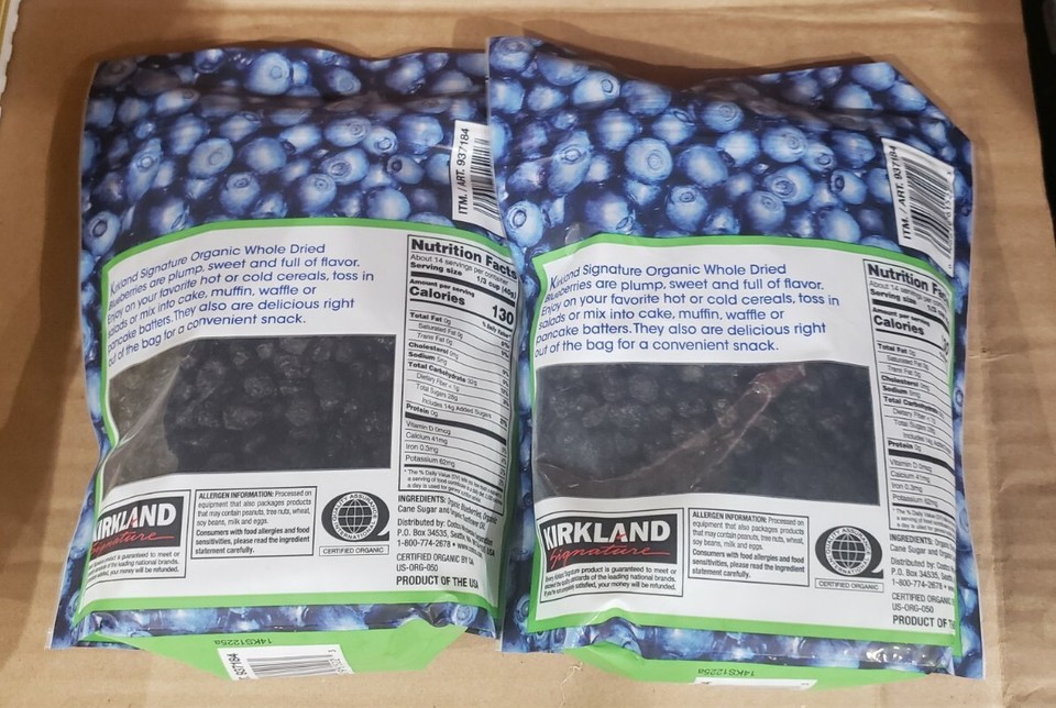 Blueberries Dried Whole Organic Kirkland Signature 2 Pack 2.5 Lbs Total ...