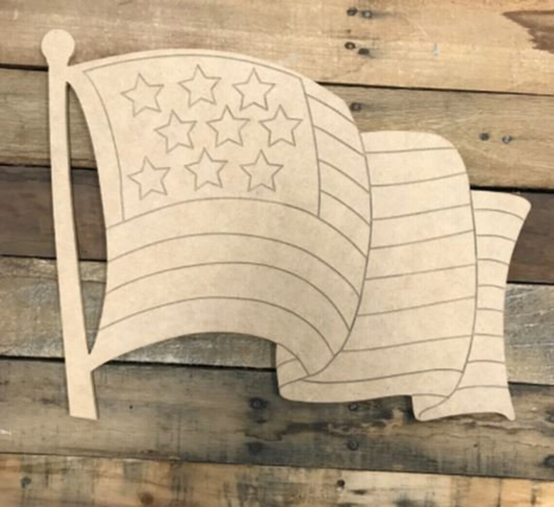 Unfinished DIY Wooden American Flag Cut Out - Paint Your own 4th of ...