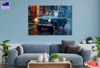 Retro Blue color car Wall Canvas Home Decor Australian Made Quality ...