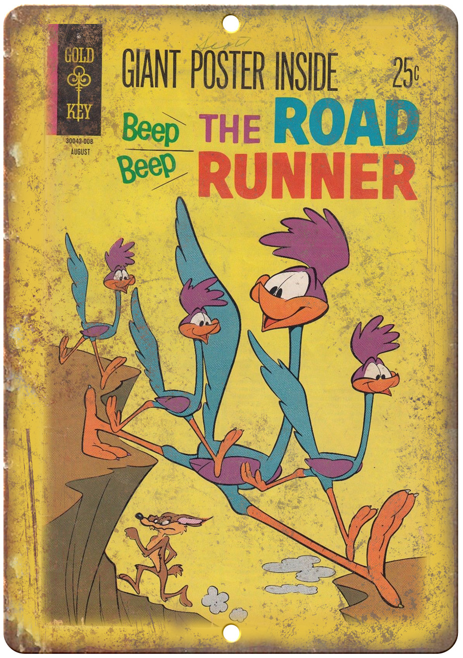 The Road Runner Comic Book Cover Art 12" x 9" Reproduction Metal Sign ...