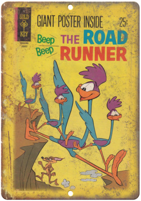 The Road Runner Comic Book Cover Art 12" x 9" Reproduction Metal Sign ...