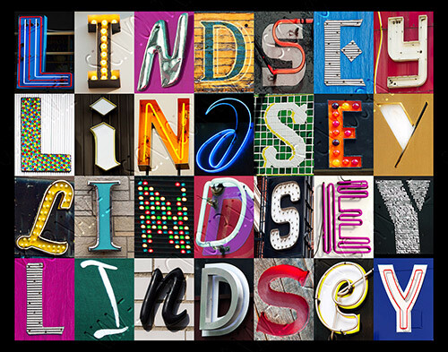 LINDSEY Name Poster featuring photos of actual sign letters | eBay