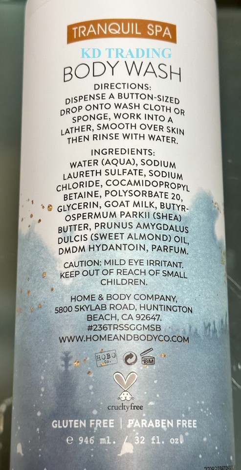 2-pk~ TRANQUIL SPA Goat Milk + Shea Butter BODY WASH Gel w/ HYDRATING ...