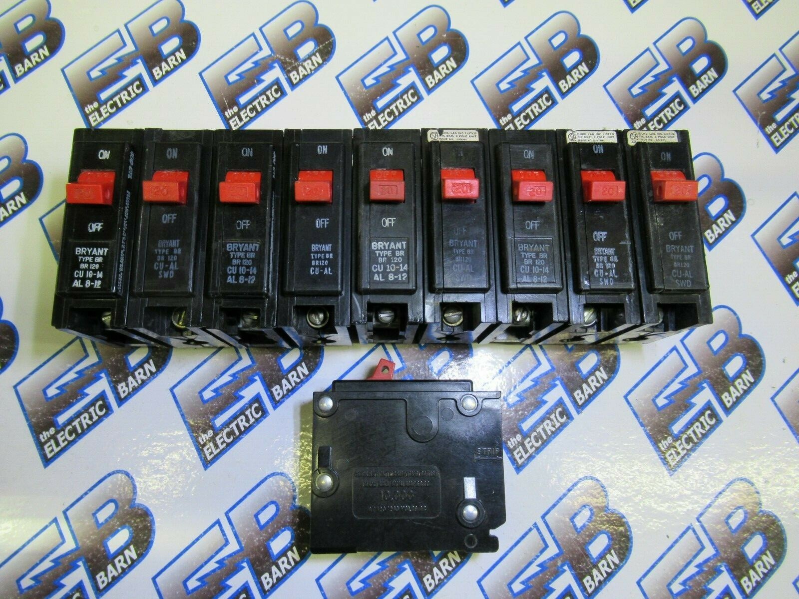 BRYANT BR120 Circuit Breakers (1) LOT OF (10) 20 Amp 120 Volt 1 Pole ...