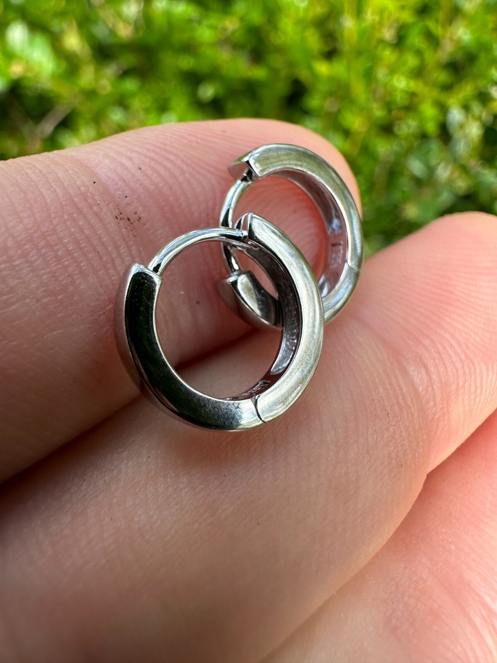 Real Solid 925 Sterling Silver Hoops Mens Ladies Small Huggie Hoop ...